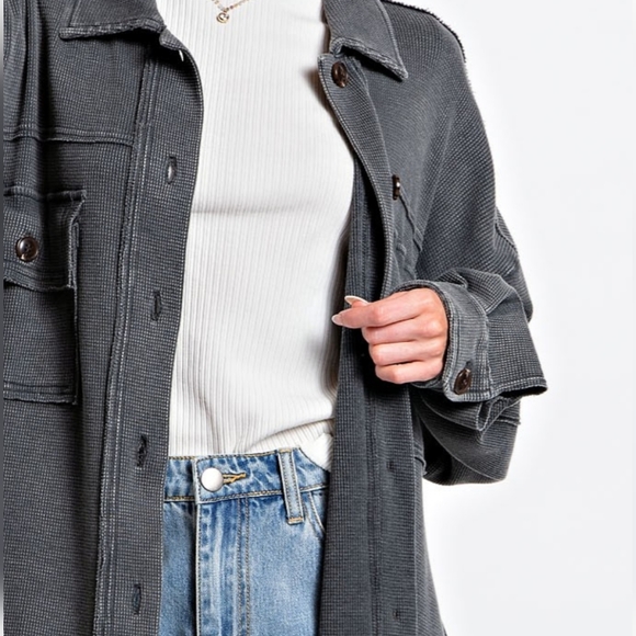 easel | Jackets & Coats | New Easel Ash Thermal Button Down Shirt Dress ...
